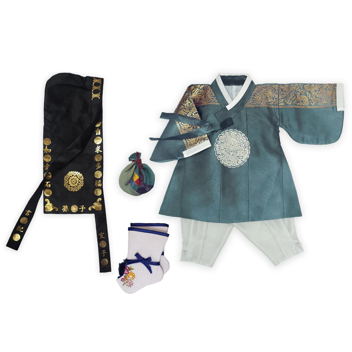 Exquisite First-Year Hanbok for Boys – Green Do-po Style Jacket with ...